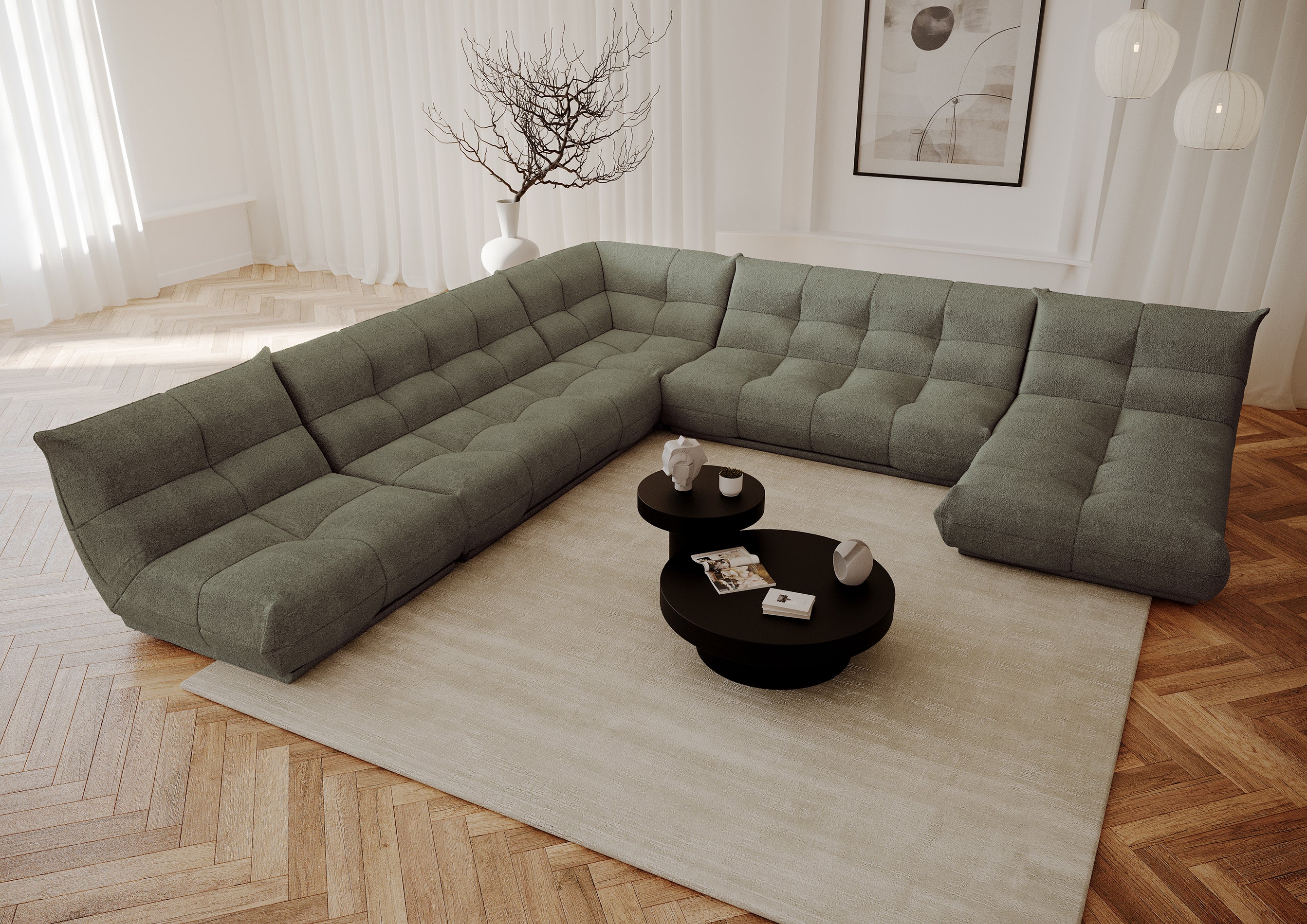Canapé panoramique modulable XXL COZY Bouclette– Sia Home