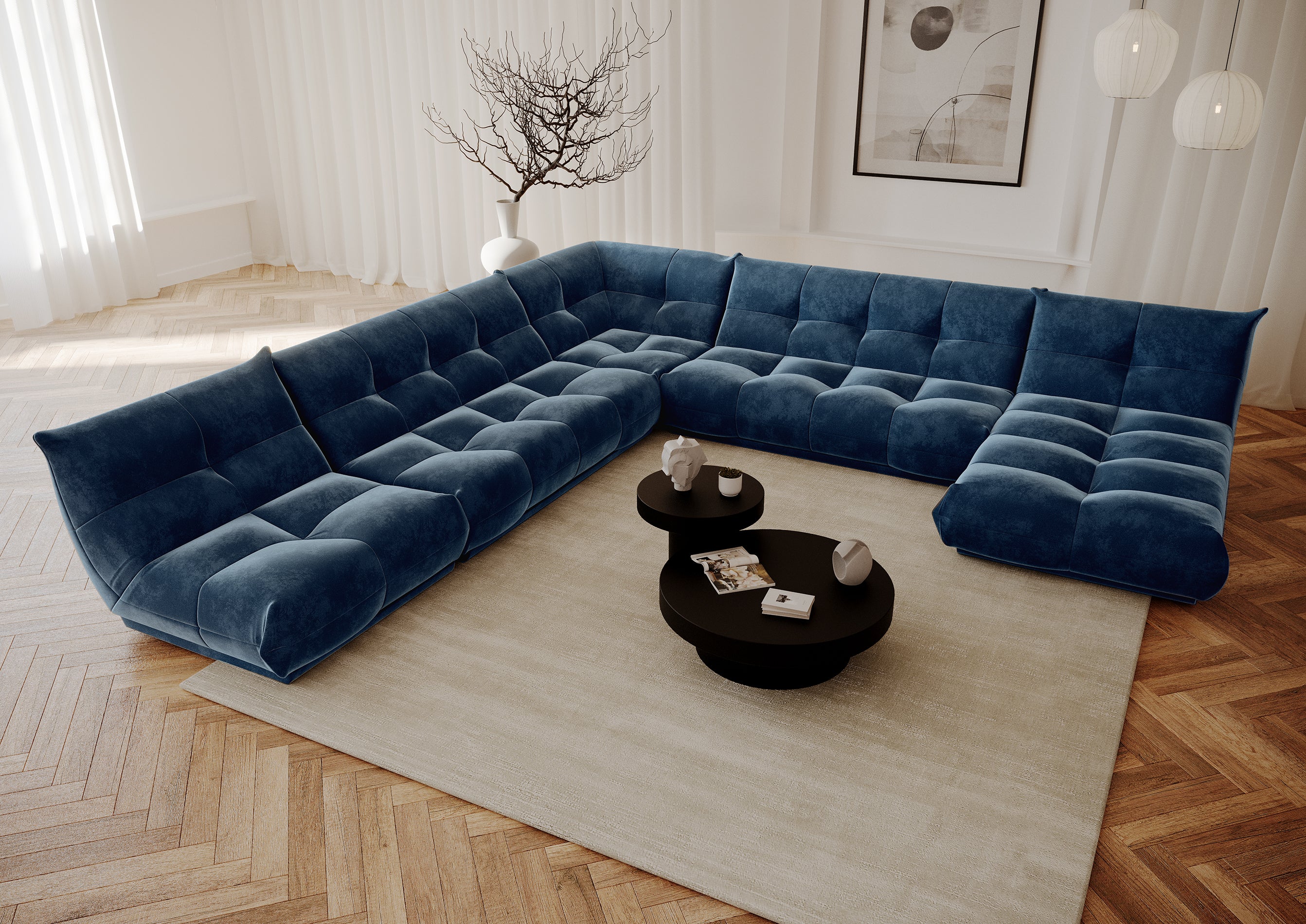 Canapé panoramique modulable XXL COZY Velours– Sia Home
