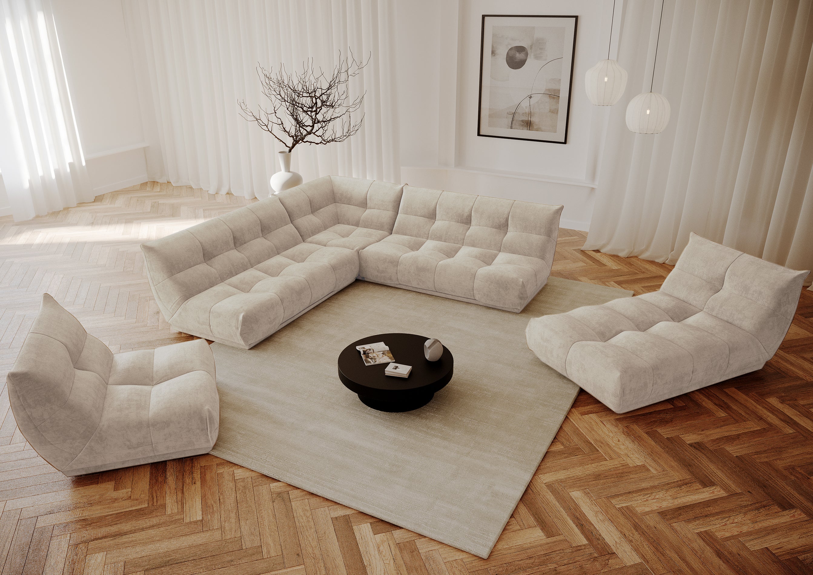 Canapé panoramique modulable XXL COZY Velours côtelé– Sia Home