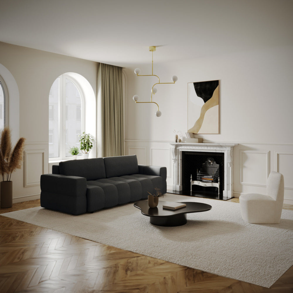 Canapé 4 places convertible GABRIEL Tissu tramé - Avec coffre de range ...