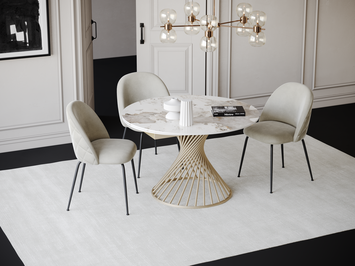 Table extensible MOON XL céramique Pandora et pieds doré 150cm– Sia Home